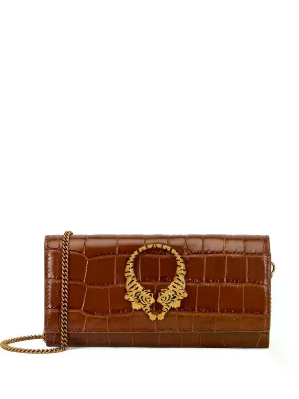 Roberto Cavalli Crocodile-effect Tiger Tooth Wallet On Chain