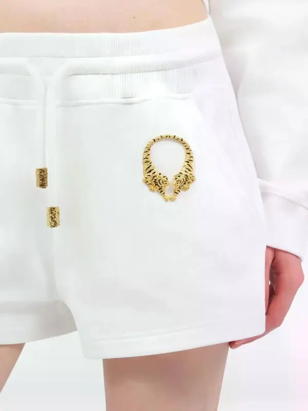 Roberto Cavalli Tiger Motif Drawstring Shorts