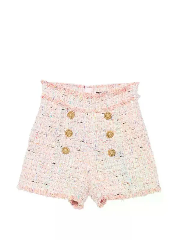 Balmain Tweed Embellished Shorts - Pink