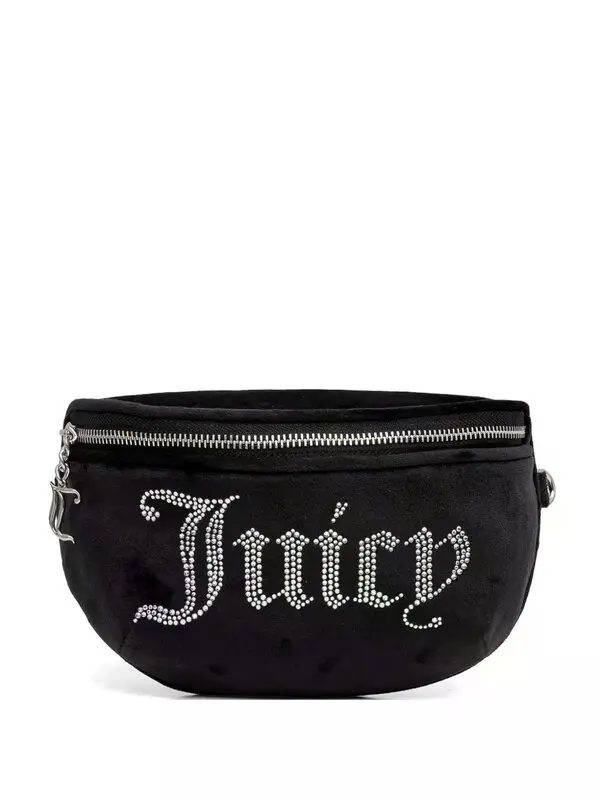 Juicy Couture Rhinestone Logo Velvet Belt Bag - Black