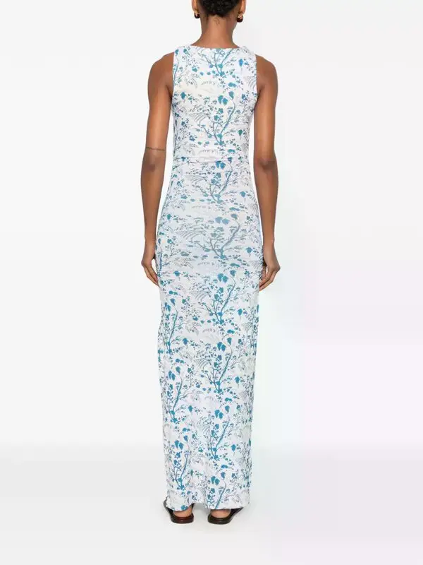 Erdem Gathered Floral Maxi Dress