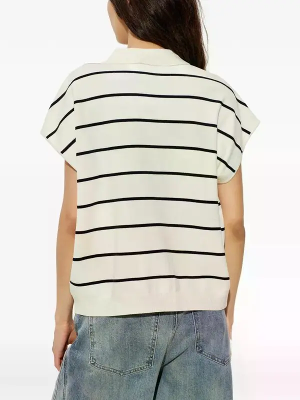 GESTUZ Striped Short-sleeve Polo Top