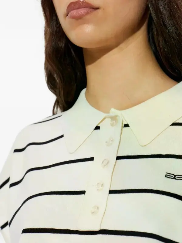 GESTUZ Striped Short-sleeve Polo Top