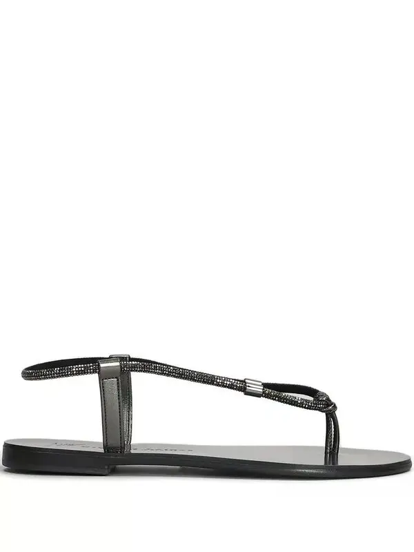 NICOLAS LAINAS Crystal Embellished Thong Sandals - Black