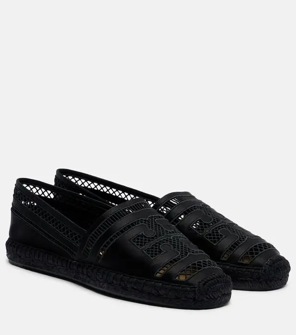 Tory Burch Open Weave Espadrilles - Black