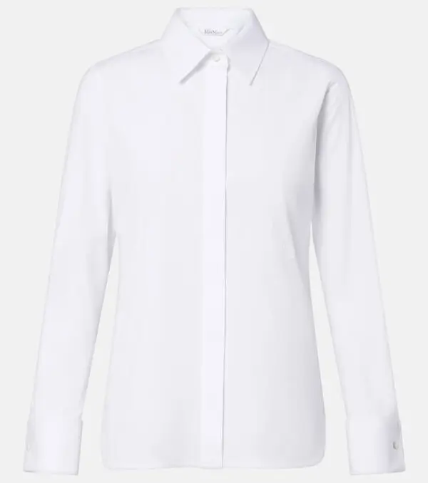 Max Mara Cotton-blend Poplin Shirt - White