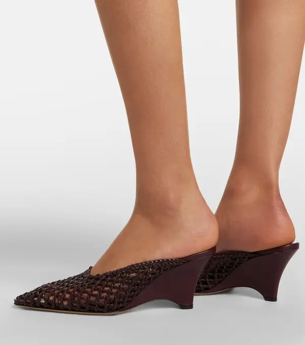 Le Monde Beryl Victoria Leather Wedge Mules