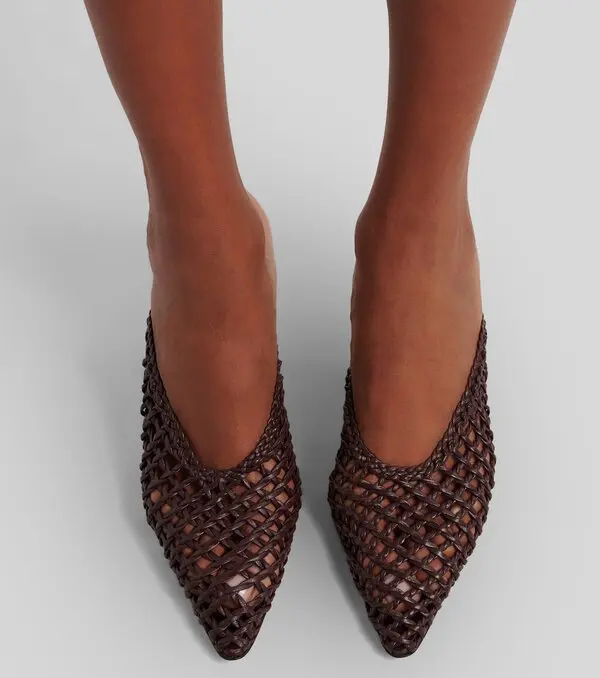 Le Monde Beryl Victoria Leather Wedge Mules - Burgundy