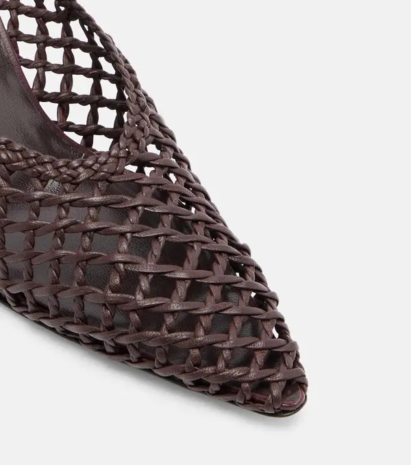 Le Monde Beryl Victoria Leather Wedge Mules - Burgundy