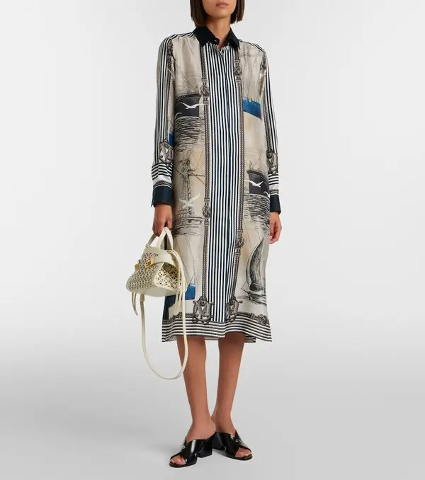 Max Mara Printed Silk Twill Shirt Dress