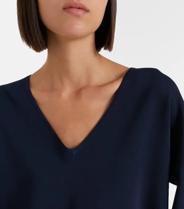 Max Mara Embellished Crepe Top - Blue