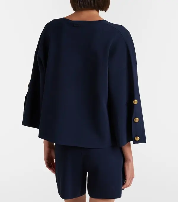 Max Mara Embellished Crepe Top - Blue