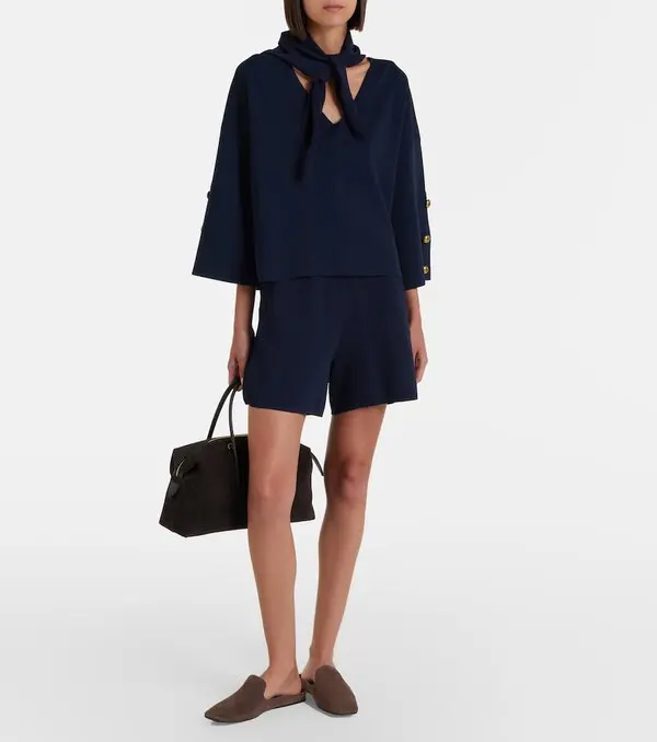Max Mara Embellished Crepe Top - Blue