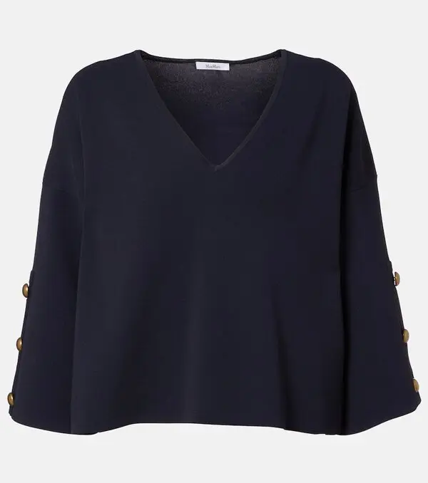 Max Mara Embellished V-neck Top - Blue