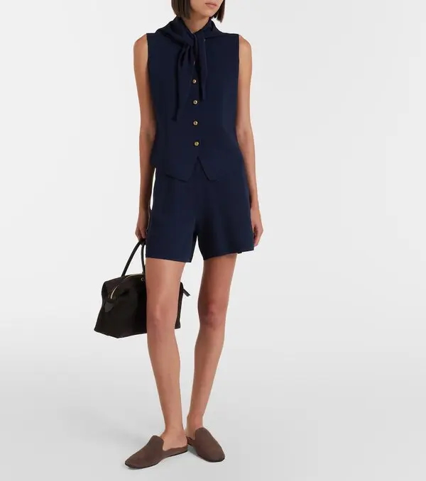Max Mara Knitted Crêpe Shorts - Blue