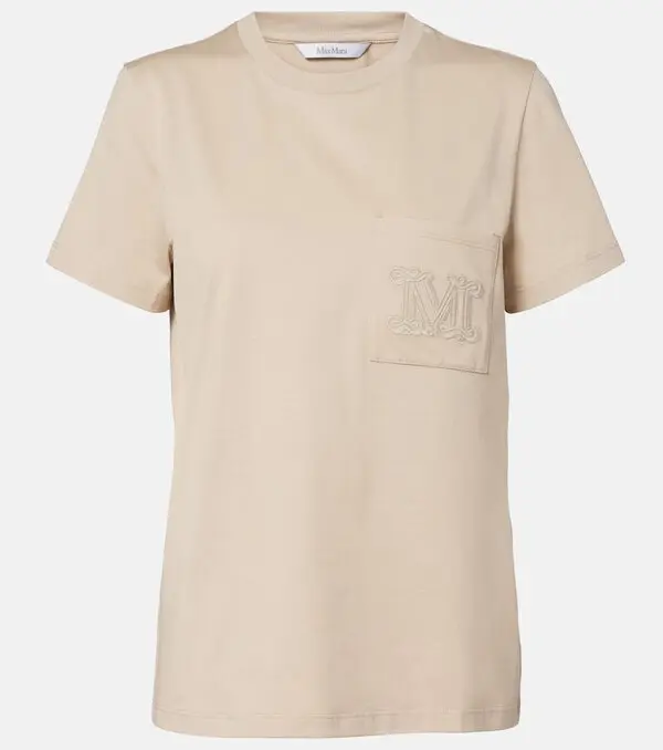 Max Mara Monogram Cotton Jersey T-shirt - Beige