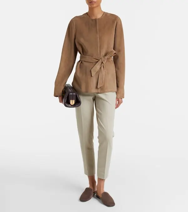 Max Mara Cropped Jersey Slim Pants - Beige
