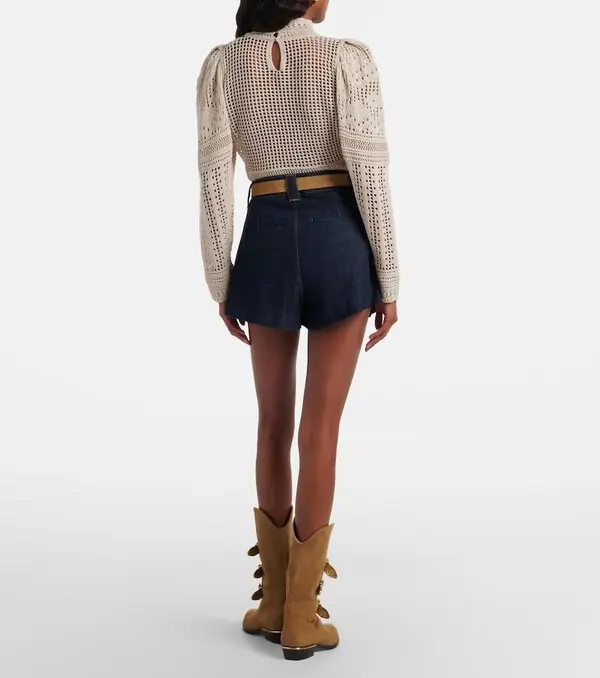 FRAME Pleated Denim Shorts