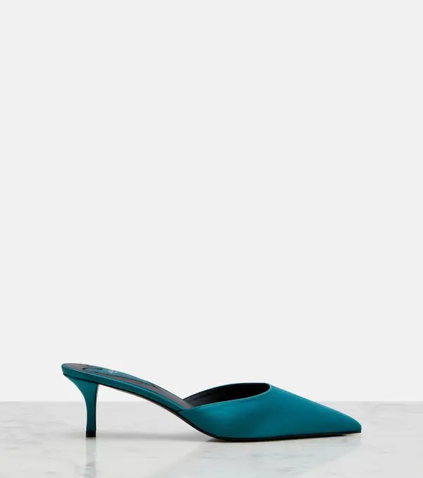 Alaïa Le Coeur Satin Mules - Blue