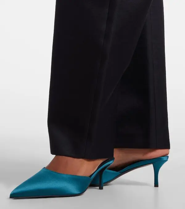 Alaïa Le Coeur Satin Mules - Blue