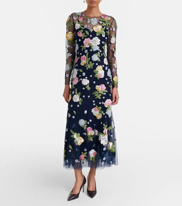 Carolina Herrera Embroidered Cocktail Dress