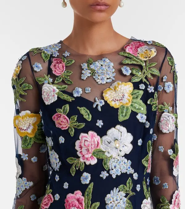 Carolina Herrera Embroidered Cocktail Dress