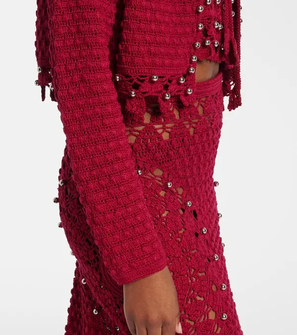 Rabanne Studded Crochet Cotton Cardigan