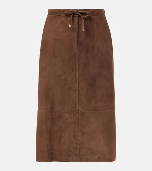 Max Mara Suede Midi Skirt - Brown