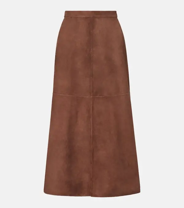 Max Mara Suede Midi Skirt - Brown