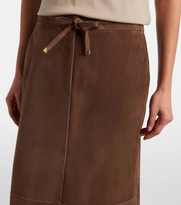 Max Mara Suede Midi Skirt - Brown