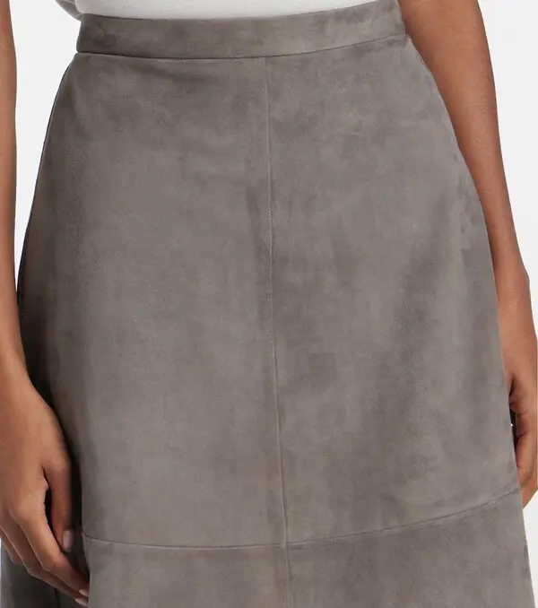 Max Mara Suede Midi Skirt - Grey