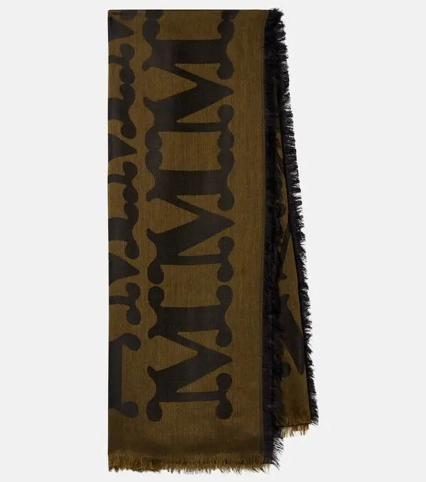 Max Mara Monogram Jacquard Wool And Silk Scarf - Green