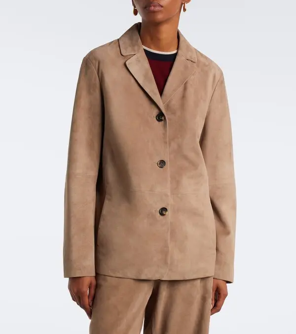 Max Mara Suede Leather Jacket - Beige