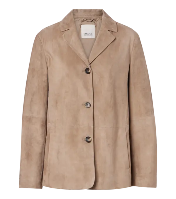 Max Mara Suede Leather Jacket - Beige