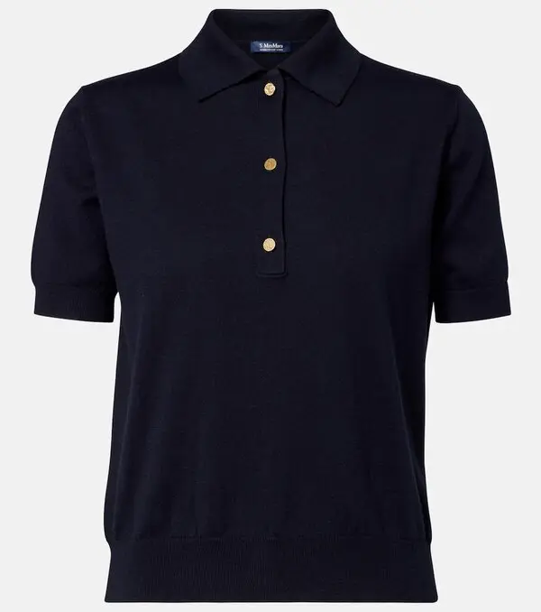 Max Mara Cotton, Silk, And Cashmere Polo Sweater - Blue