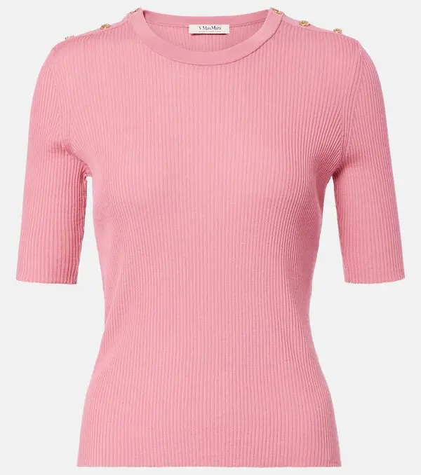 Max Mara Ribbed-knit Wool Top - Pink