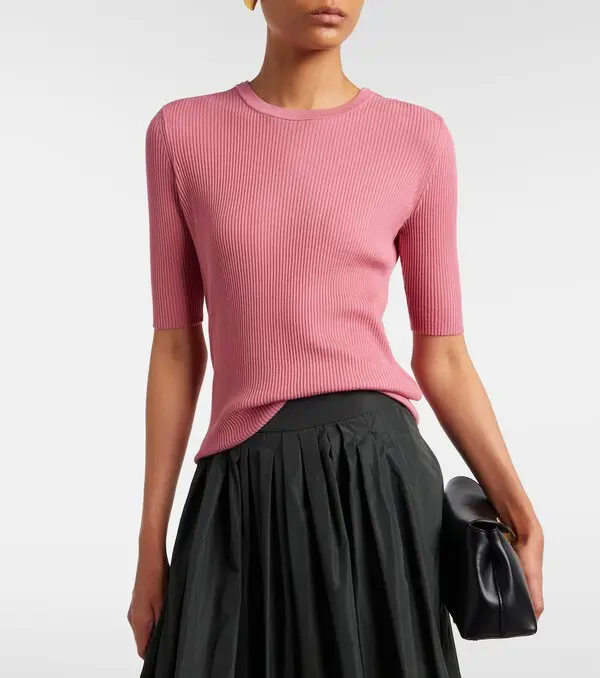 Max Mara Ribbed-knit Wool Top - Pink