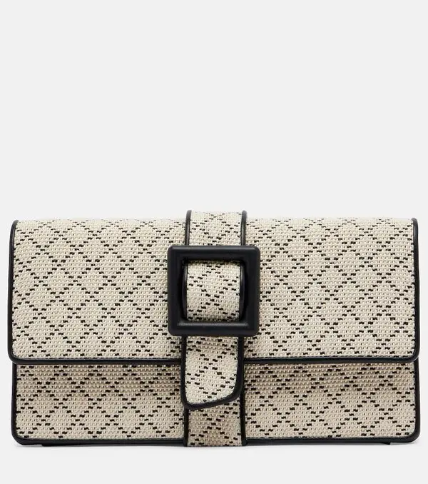 Manolo Blahnik Maycap Raffia-effect Clutch - Beige
