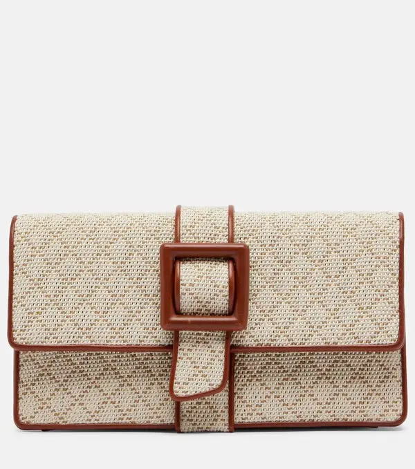 Manolo Blahnik Maycap Raffia-effect Clutch - Beige