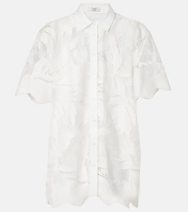 Erdem Embroidered Mesh Shirt - White