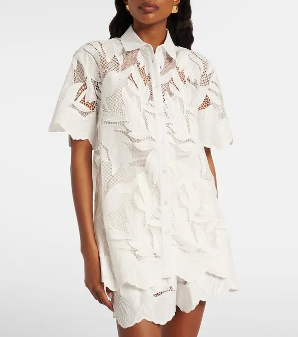 Erdem Embroidered Mesh Shirt - White