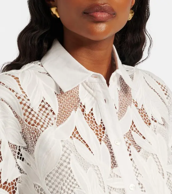 Erdem Embroidered Mesh Shirt - White