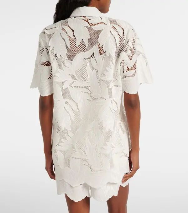 Erdem Embroidered Mesh Shirt - White