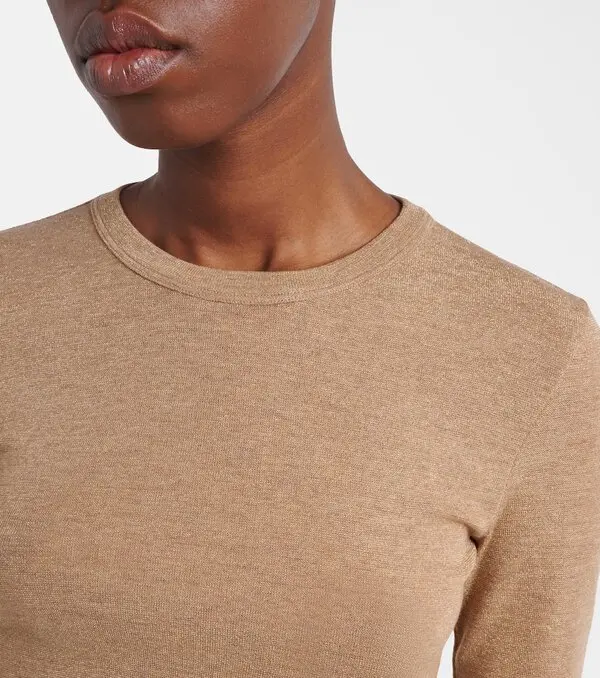 Brunello Cucinelli Monili Wool-blend Crewneck Sweater - Beige
