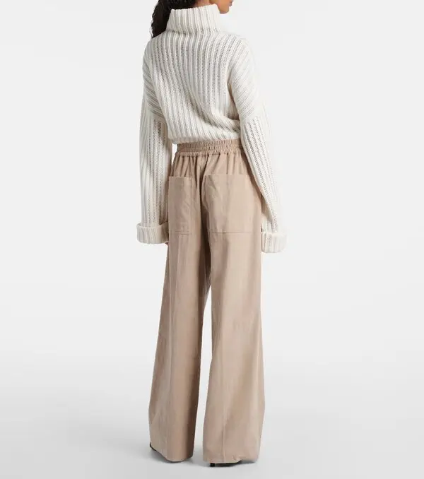 Brunello Cucinelli Cotton Corduroy Wide-leg Pants - Beige