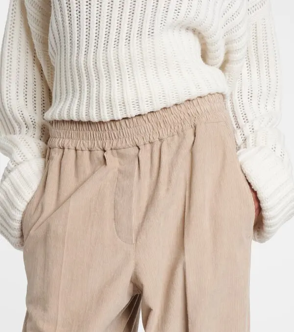 Brunello Cucinelli Cotton Corduroy Wide-leg Pants - Beige
