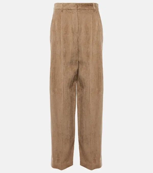 Brunello Cucinelli Cotton Corduroy Wide-leg Trousers - Brown