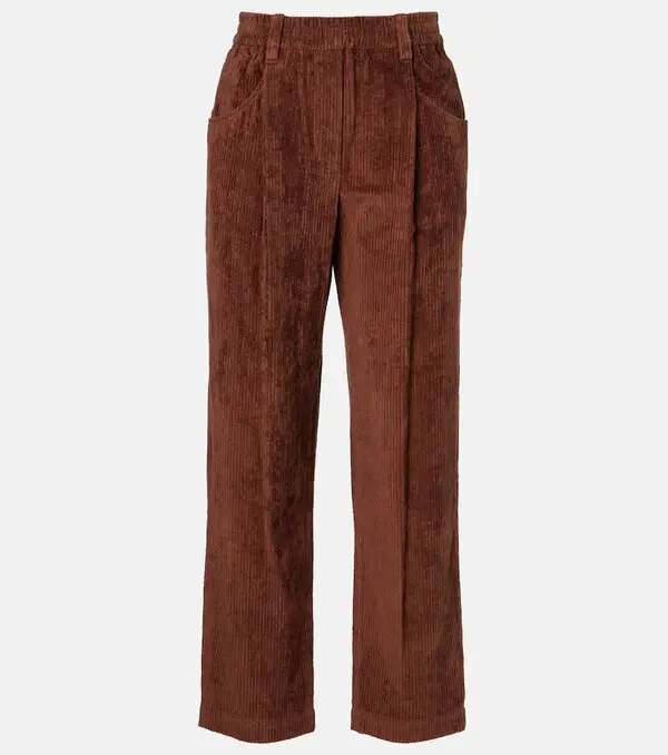 Brunello Cucinelli Cotton Corduroy Wide-leg Trousers - Brown