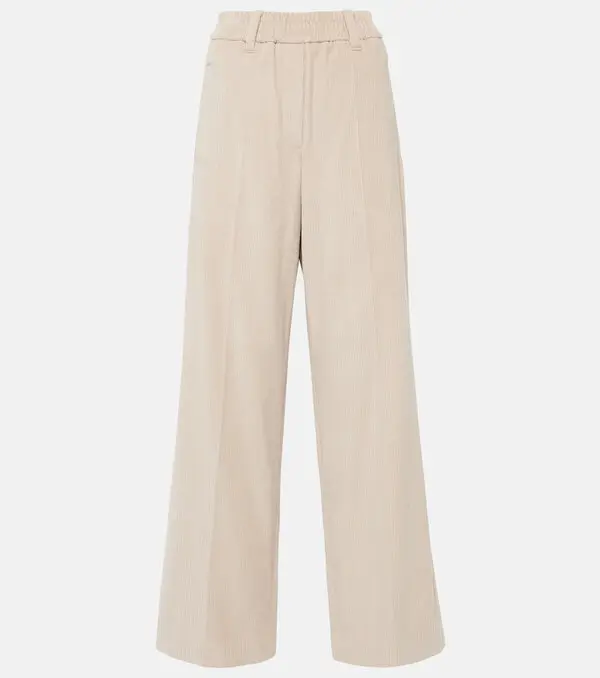 Brunello Cucinelli Cotton Corduroy Wide-leg Trousers - Brown