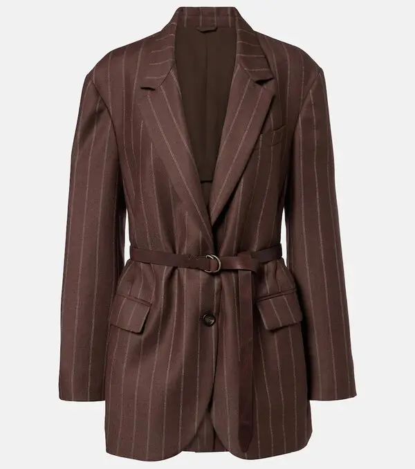 Brunello Cucinelli Belted Virgin Wool Blazer - Brown